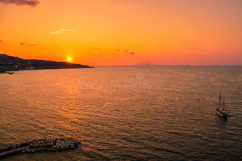 Stunning Sunset Over the Beautiful Sorrento, Italy Stock Photo - Image ...