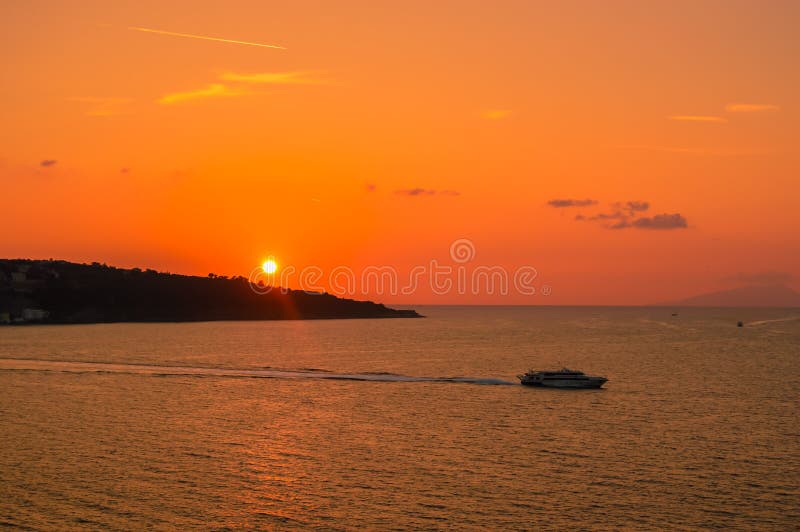 Stunning Sunset Over the Beautiful Sorrento, Italy Stock Image - Image ...