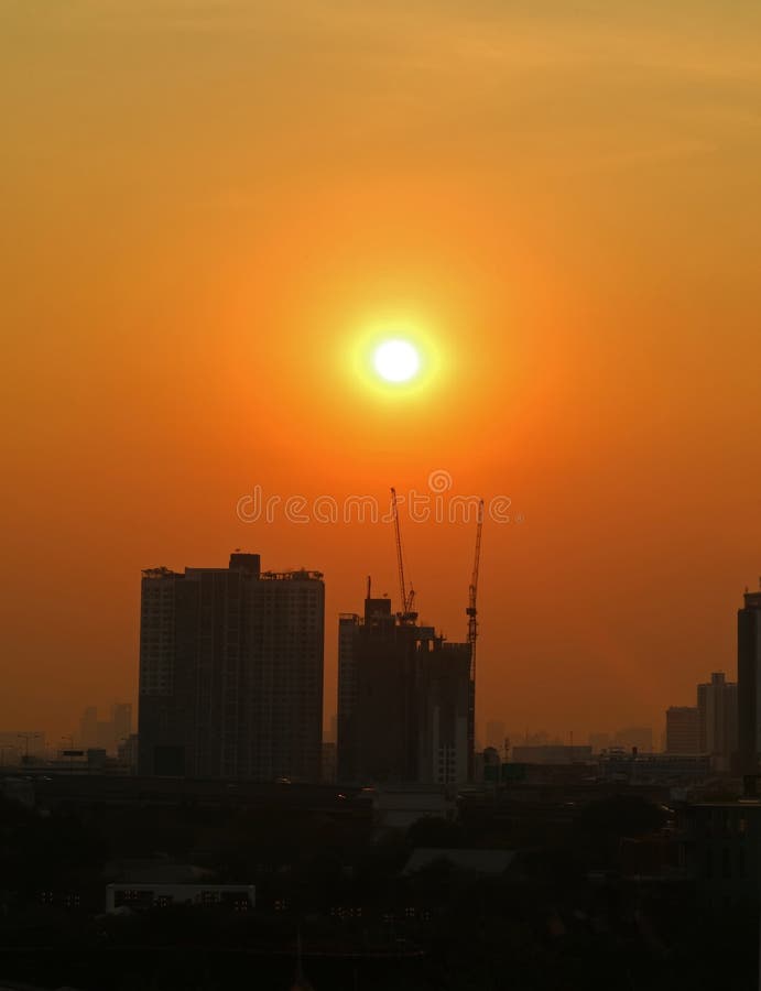 Stunning Sunset Over the Constructing Buildings at the Suburbs of ...