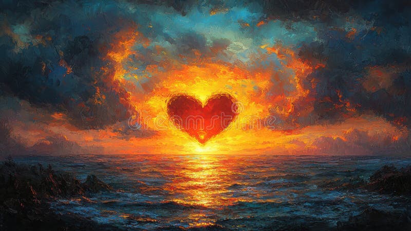 Stunning Sunset Over Ocean Forms Heart Shape, Radiating Warmth and Love ...