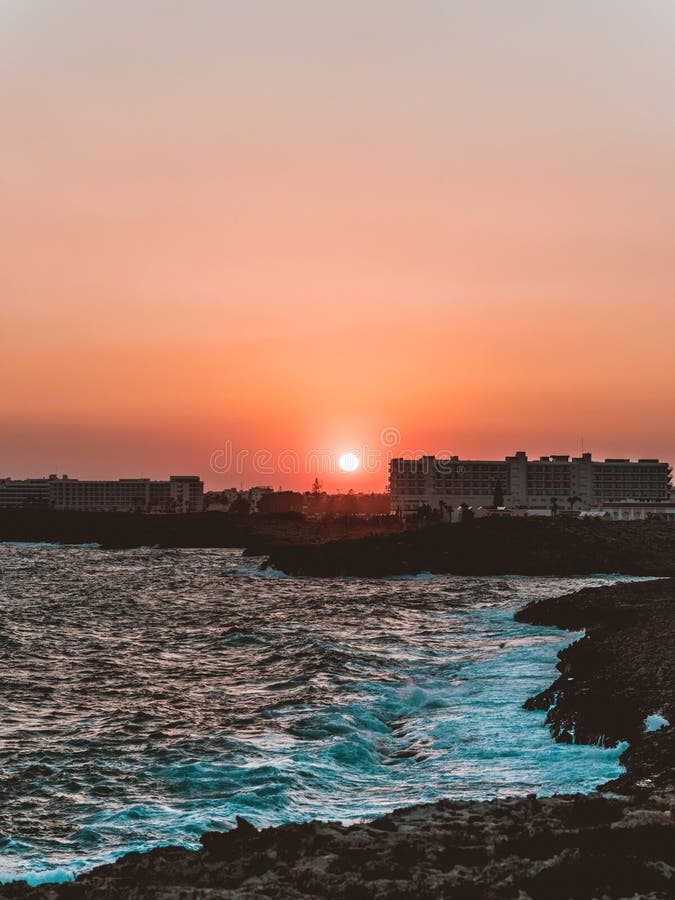 Stunning Sunset Over the Ocean Seen from the Beach Stock Image - Image ...