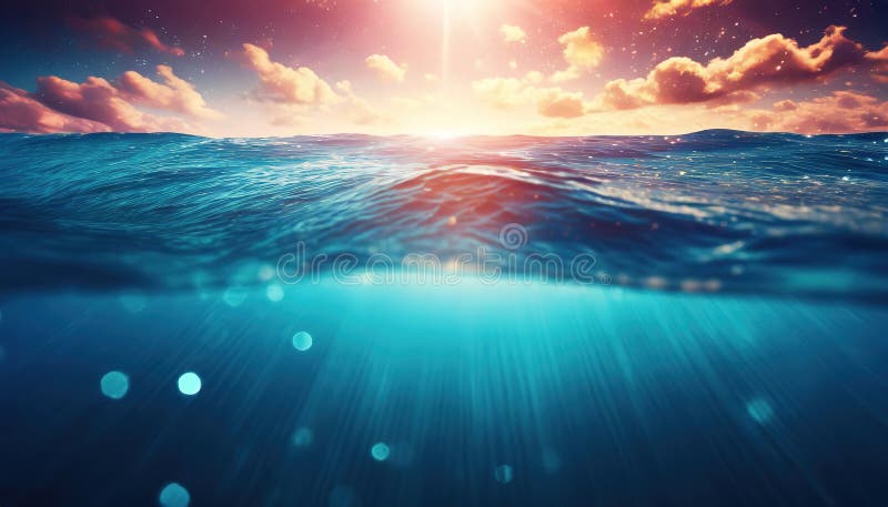 A Stunning Sunset Over the Ocean with Sunlight Piercing through the ...