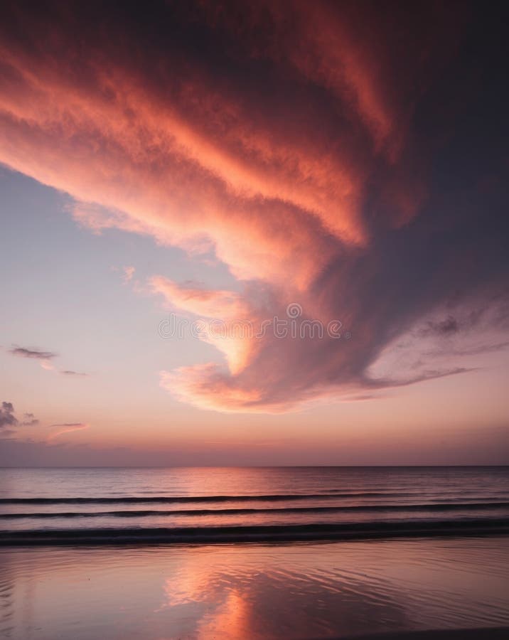 Stunning Sunset Over Ocean with Vibrant Clouds Casting Reflection on ...