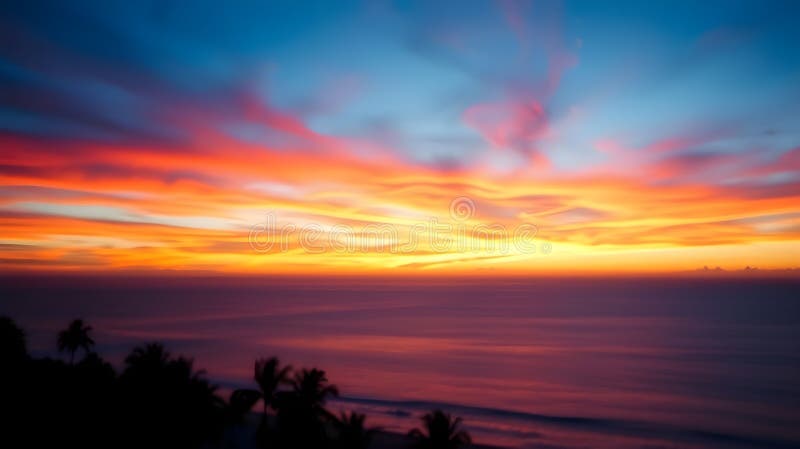 A Stunning Sunset Over the Ocean Stock Illustration - Illustration of ...