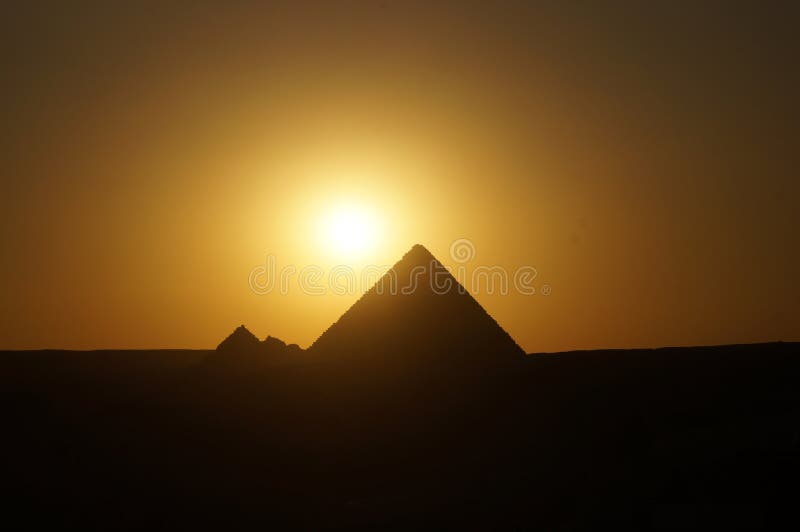 Sunset at the Pyramids of Giza, Egypt Stock Image - Image of sunset ...
