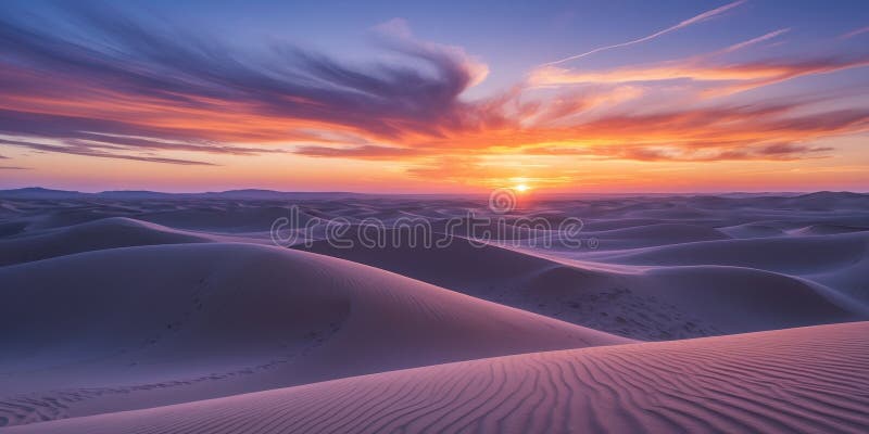 Stunning Sunset Over Rolling Sand Dunes with Sharp Clean Lines and ...