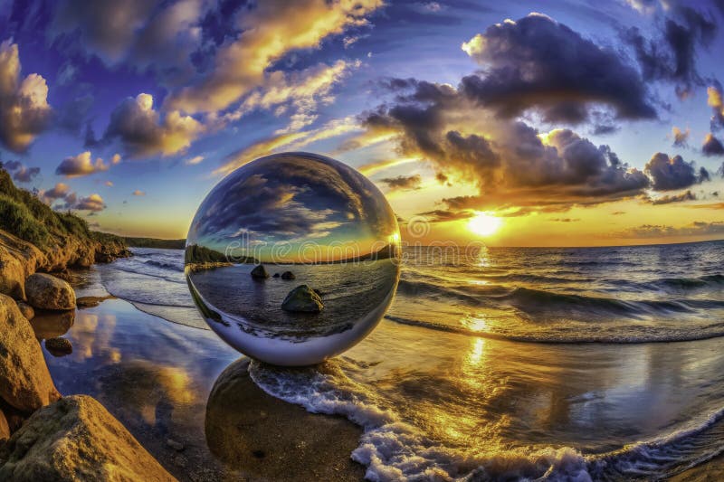 Stunning 360 Sunset Over the Sea Spherical Equirectangular Environment ...