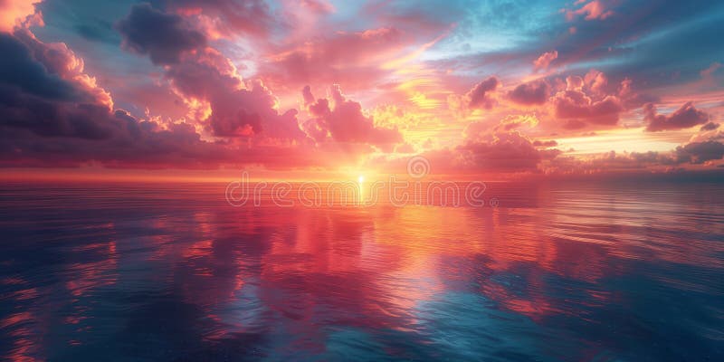 A Stunning Sunset Paints the Sky in Vivid Colors with Clouds and the ...