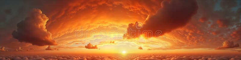 Stunning Sunset Panorama Shows Vibrant Fiery Orange, Red Sky with ...