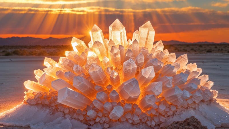 Stunning Sunset Scene of Salt Crystal Formation Exploding with Light ...