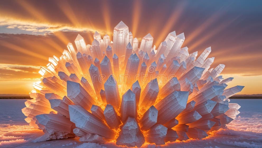 Stunning Sunset Scene of Salt Crystal Formation Exploding with Light ...