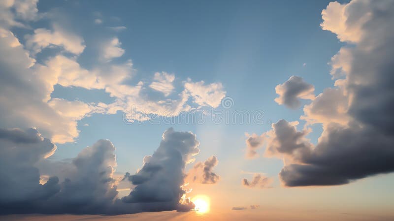 Majestic Sunset Sky with Dramatic Cumulus Cloudscape at Golden Hour ...