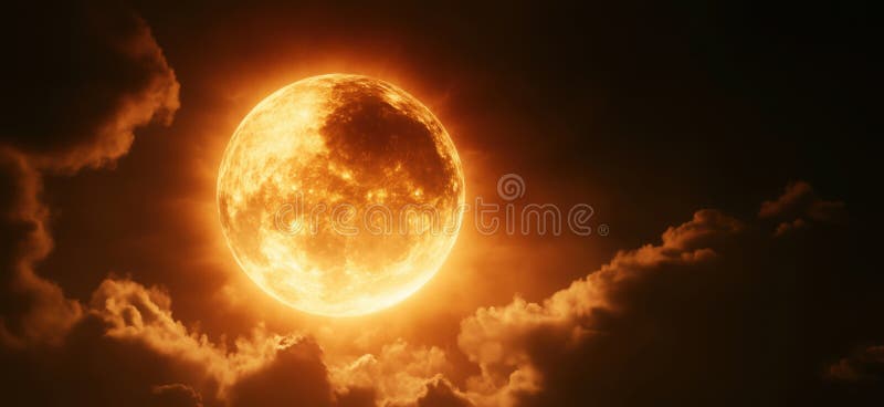 Stunning Sunset with Vibrant Sun Glowing through Dramatic Clouds Stock ...