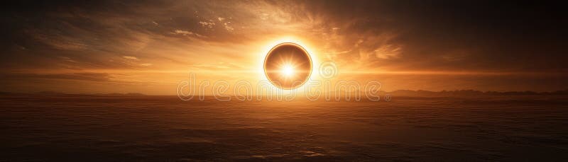 Stunning Sunset View with a Captivating Solar Eclipse Over Calm Waters ...