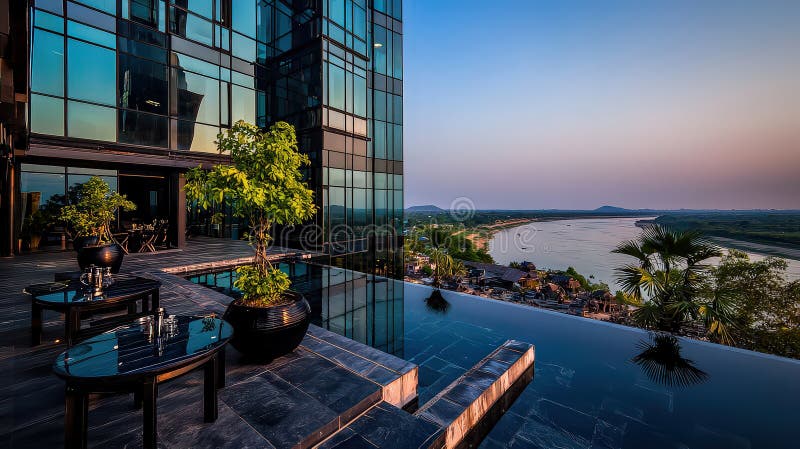 Stunning Sunset View Over River Luxury Apartment Rooftop Modern ...