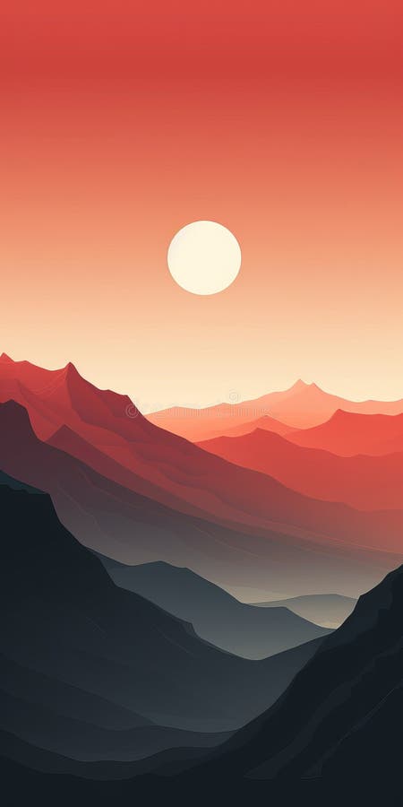 Stunning Sunset Wallpaper with Mountains in Transparent Layers Stock ...