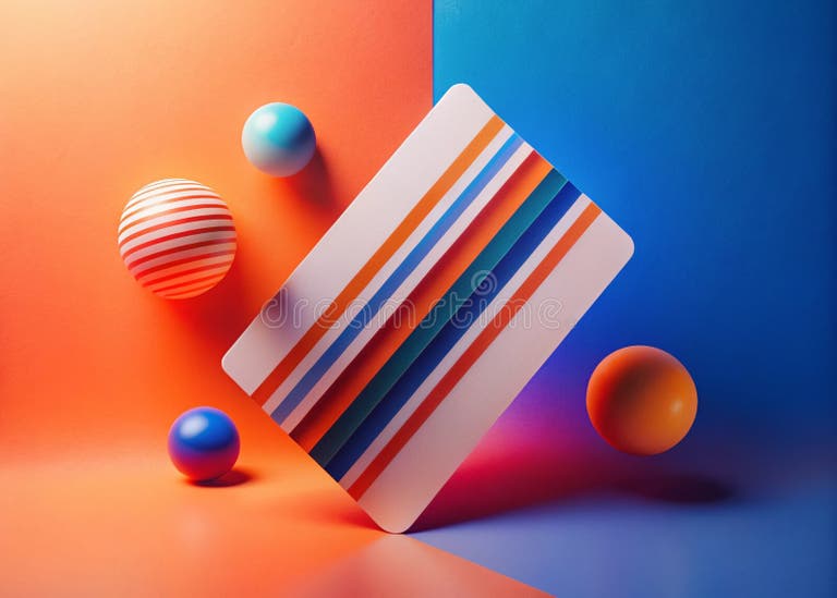Stunning Surreal Striped Card Explore Abstract 3D Luminous Objects and ...