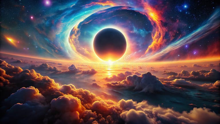 A Stunning Surreal Sun Eclipse Cosmic Background Celestial Gradient ...