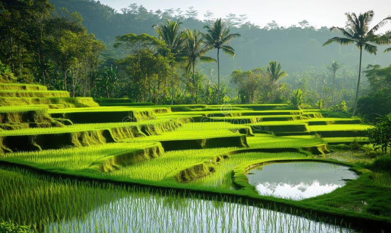 Stunning Terraced Rice Fields in Bali Showcasing Lush Greenery and ...