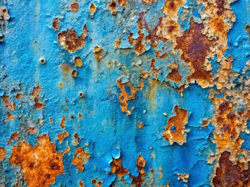 A Stunning Textural Exploration of Weathered Blue Paint RustColored ...