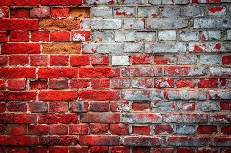 A Stunning Texture of Weathered Red and Gray Bricks an Aged ...