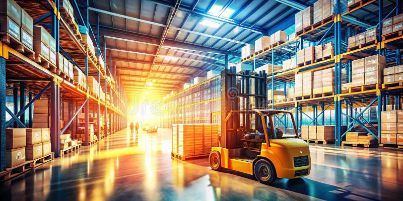 A Stunning TiltShift Effect on a Warehouse Forklift Loading Pallets and ...
