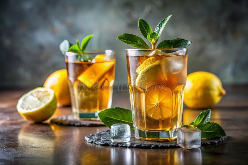 A Stunning TiltShift Perspective on Refreshing Iced Tea with Lemon a ...