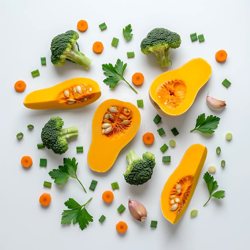 Stunning Top-Down Vegetable-Butternut Squash, Radishes, and Roasted ...