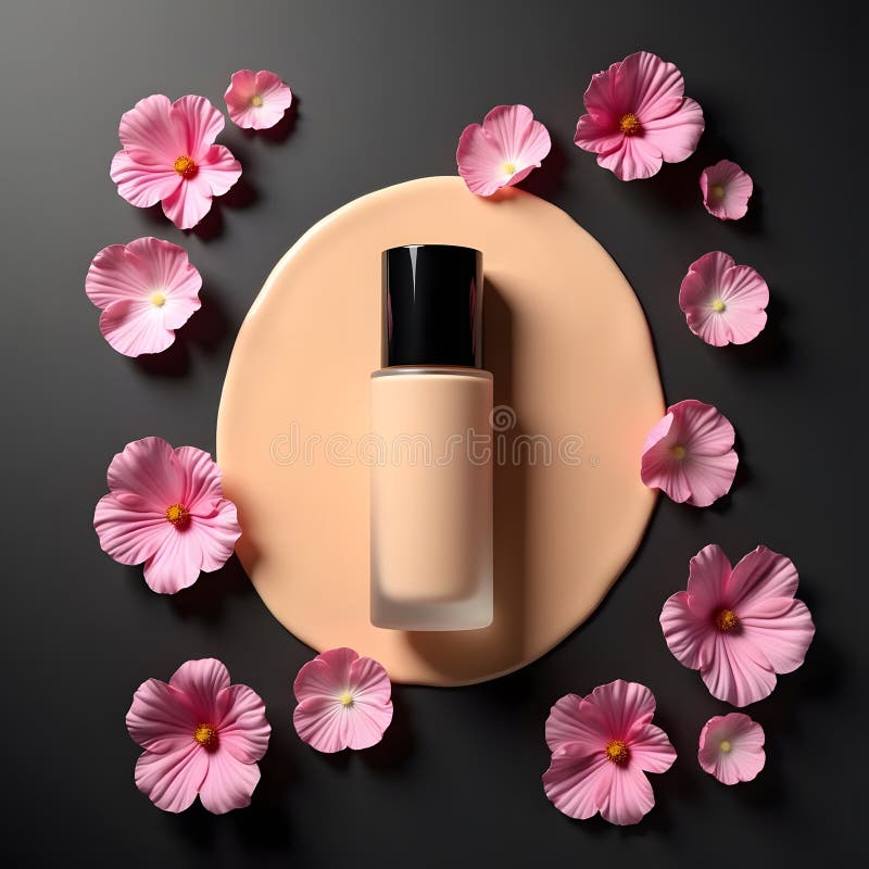 Elegant Top-Down Shot of Luxurious Liquid Foundation on Pastel Gradient ...