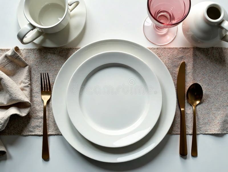 Modern Dining Tableware Set Elegant White Table Runner Contemporary ...