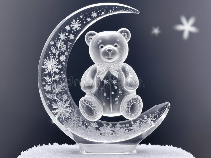 Stunning Transparent Crystal Ice Sculpture of a Transparent Teddy Bear ...