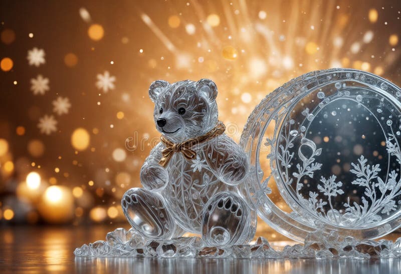 Stunning Transparent Crystal Ice Sculpture of a Transparent Teddy Bear ...