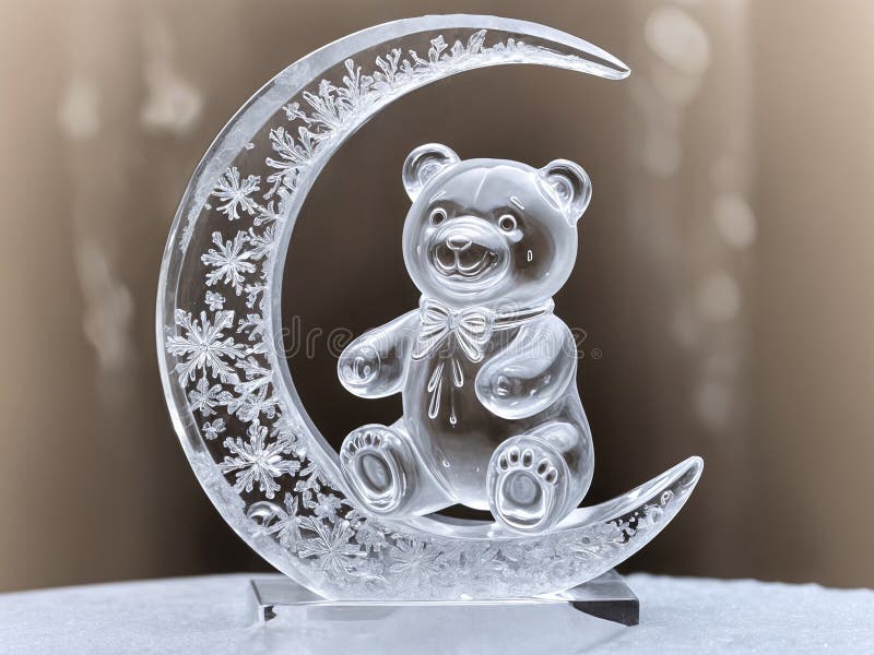 Stunning Transparent Crystal Ice Sculpture of a Transparent Teddy Bear ...