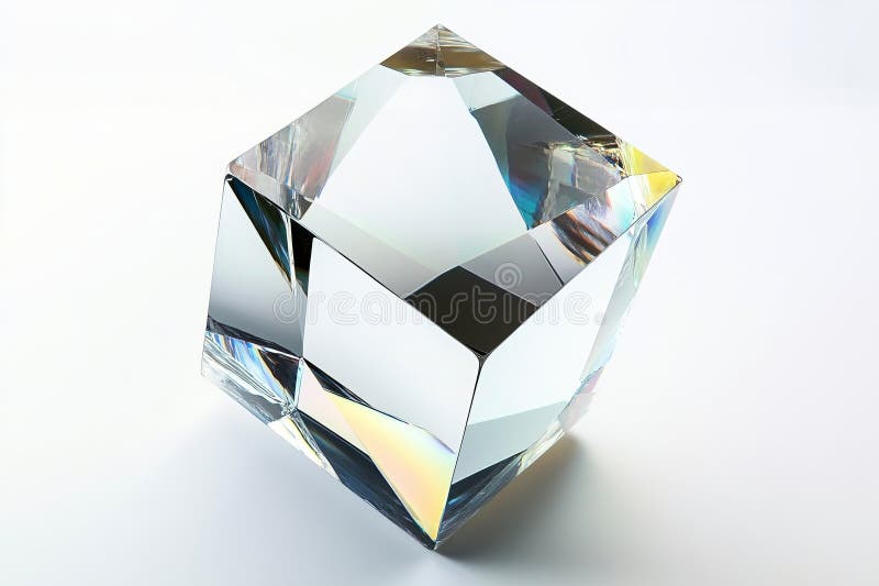 Stunning Transparent Glass Cube with Prismatic Reflections on a ...