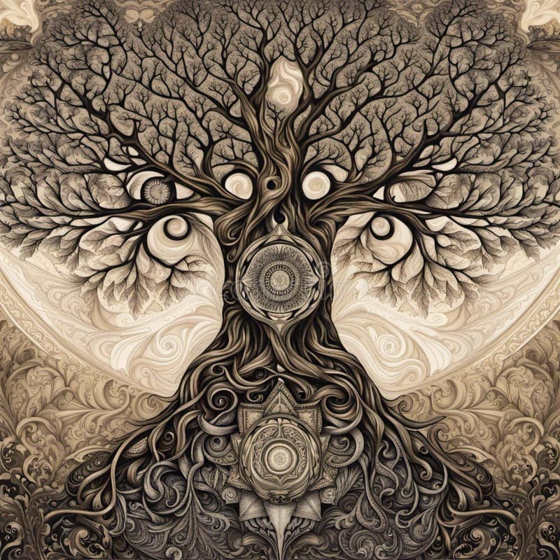 Stunning Tree, Esoteric Symbol Stock Illustration - Illustration of ...