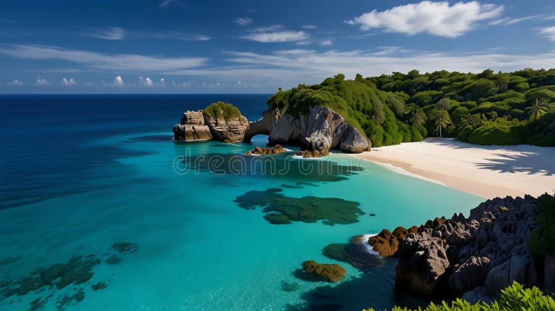 Stunning Tropical Beach with Crystal-Clear Water and Rock Arch Stock ...