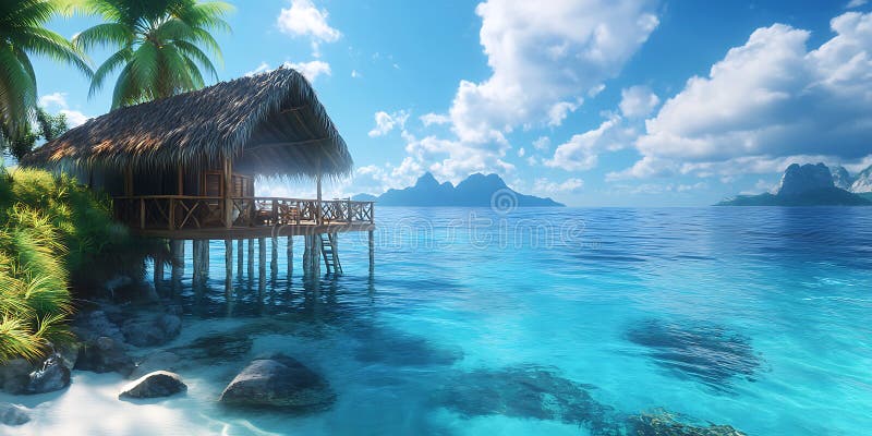 Stunning Tropical Beach House Idyllic Island Getaway Image Stock ...