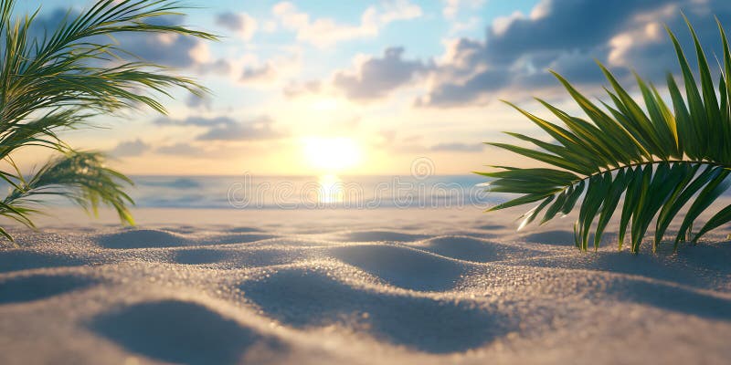 Stunning Tropical Beach Sunset Paradise Found Stock Illustration ...