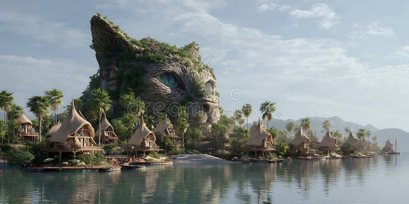 Stunning Tropical Island Paradise 3D Render Stock Illustration ...