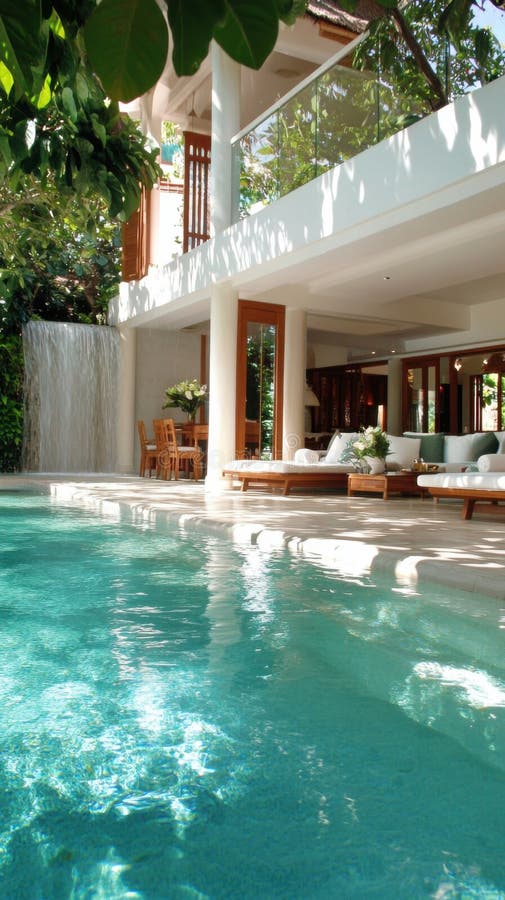 Luxurious Tropical Villa with a Private Pool, Waterfall Feature, and ...