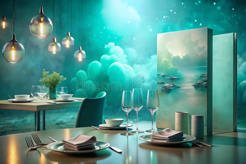 Breathtaking Turquoise Modern Menu Design Template Stock Illustrations ...