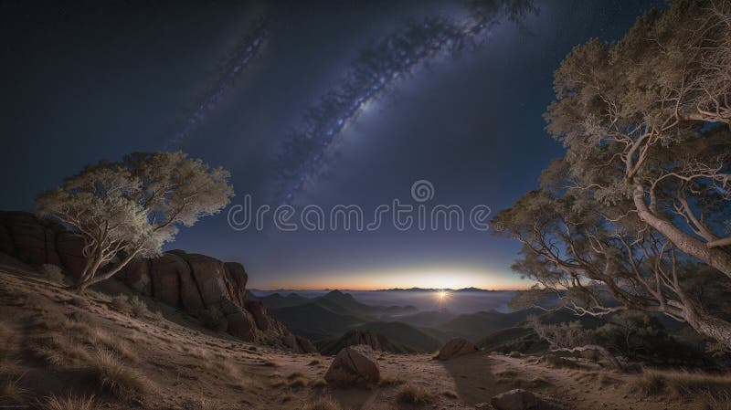 Stunning Twilight Landscape Reveals Distant Mountains and a Starry Sky ...