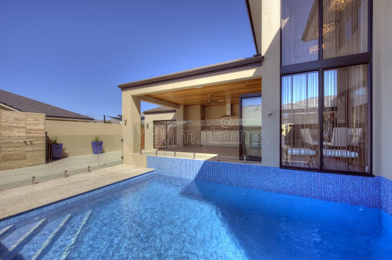 Luxury home with pool stock image. Image of arch, warm - 14668599
