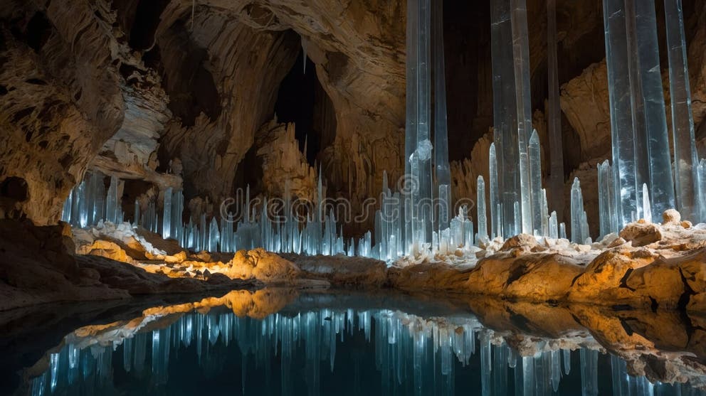 Magical Crystal Cave Reflection: Stunning Underground Wonders Stock ...