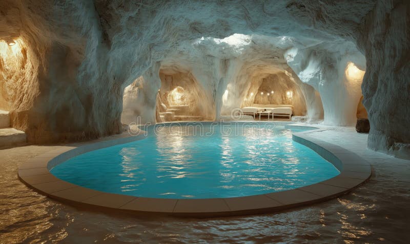 Stunning Underground Cave Pool Tranquil Blue Water Soft Lighting Stock ...
