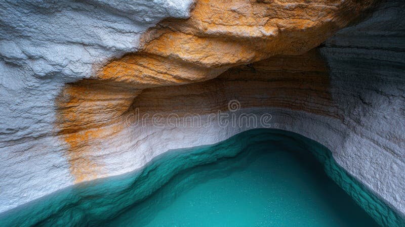 Stunning Underground Cave with Turquoise Water Stock Illustration ...
