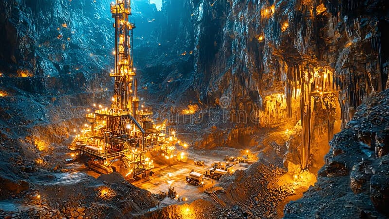 Stunning Underground Mining Facility with Bright Lights, Showcasing ...