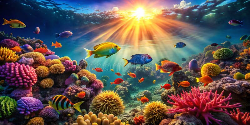 A Stunning Underwater Coral Reef Scene Exploding with Color and Life ...
