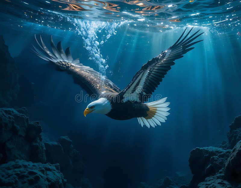 Stunning Underwater Eagle Image Dramatic Ocean Scene Stock Illustration ...