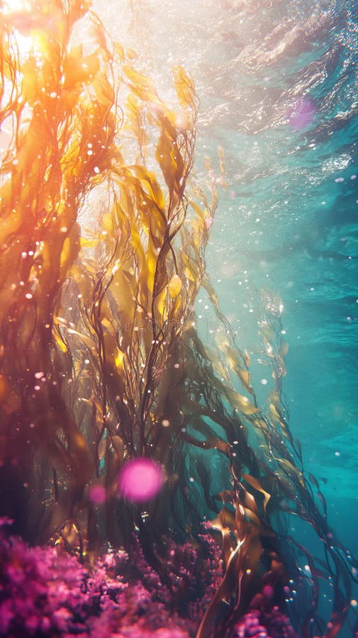 Underwater Beauty Shines with Vibrant Kelp Forests. Soft Sunlight ...